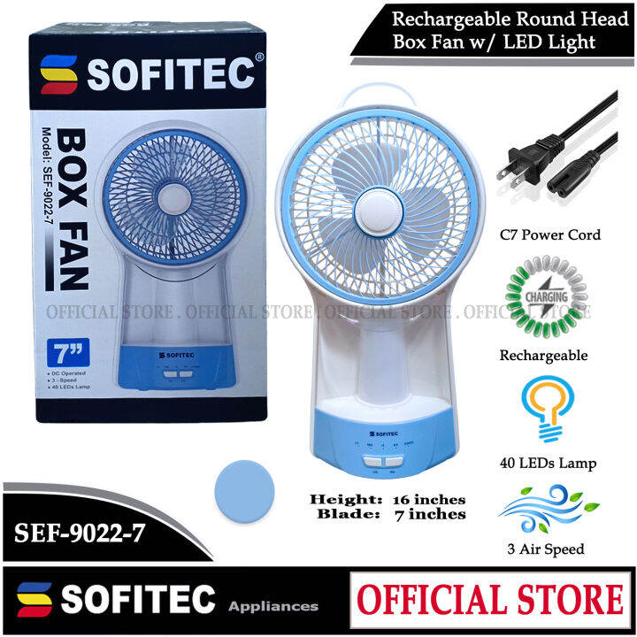Sofitec 3in1 Rechargeable Box Fan Emergency Light LED Portable Fan ...