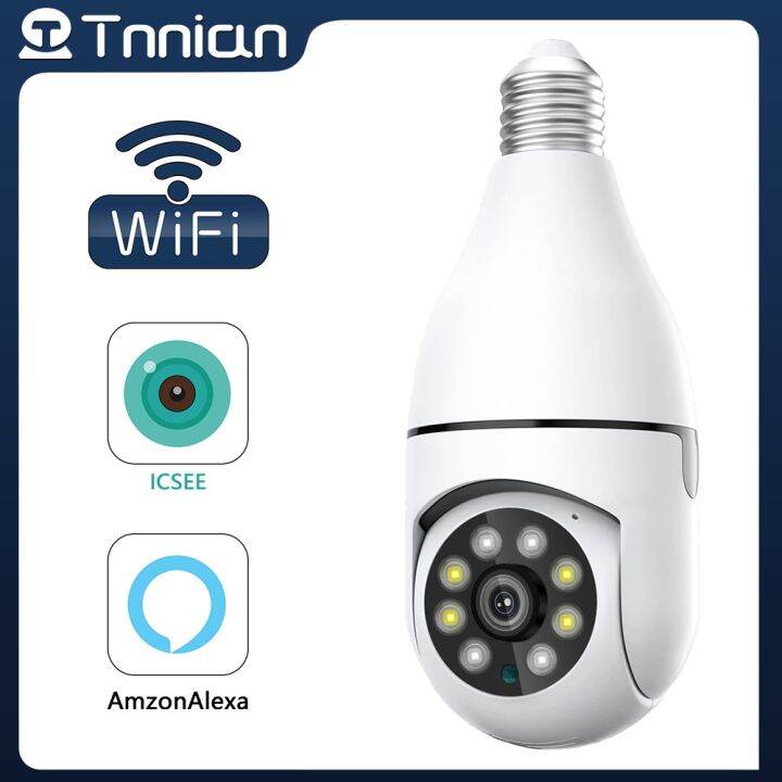 Tnnian 4MP E27 Bulb Wifi IP Camera PTZ Wireless Night Vision Two Way ...