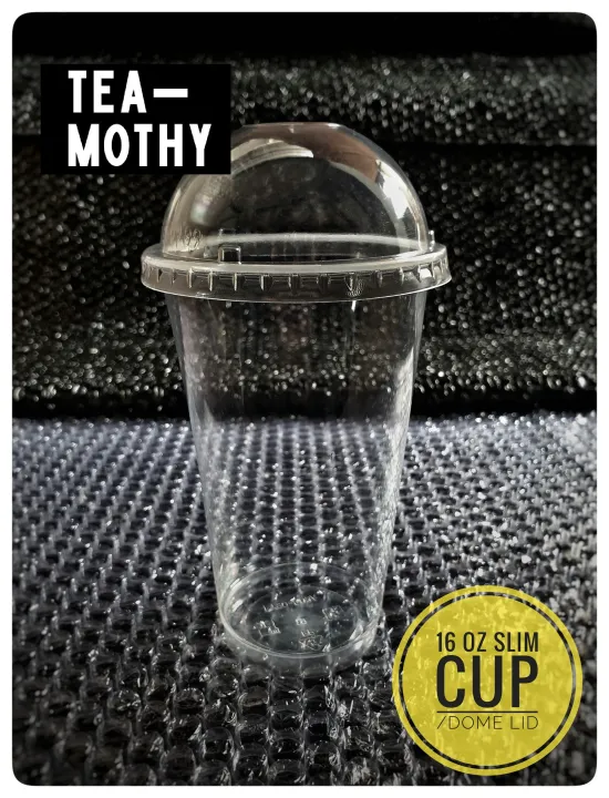 Plastic Cups / Milk tea Cups - 16oz Slim Cup with Dome Lids Cups 90mm ...