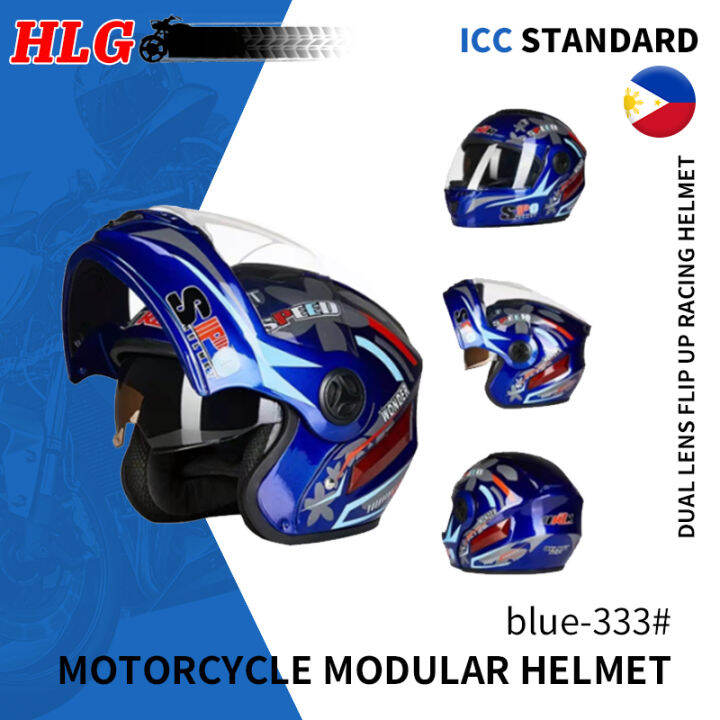 ICC Standard Motorcycle Modular Helmet Dual Lens Flip Up Racing Helmet ...