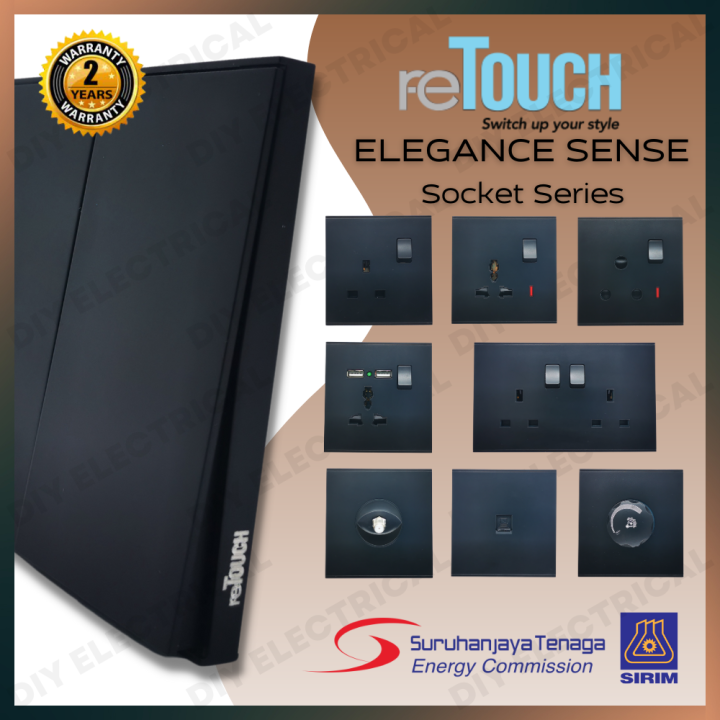 [MATTE BLACK] reTouch Elegance Sense Wall Switch Socket Outlet Plug 13A ...