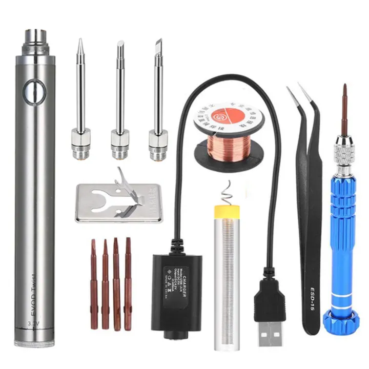 HOTAX 5V 15W Battery Powered Soldering Iron Kit USB Charging Portable ...