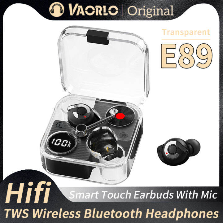VAORLO HiFi Wireless Headphones Mini In-Ear Fashion Transparent TWS Bluetooth 5.3 Earphones ...