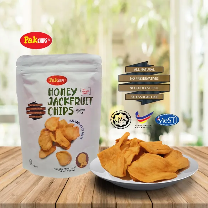 Pakchips Honey Jackfruit Chips Kerepek Nangka Madu J33 菠萝蜜干 *酥脆版* 素食- (1 pack 50gram) | Lazada