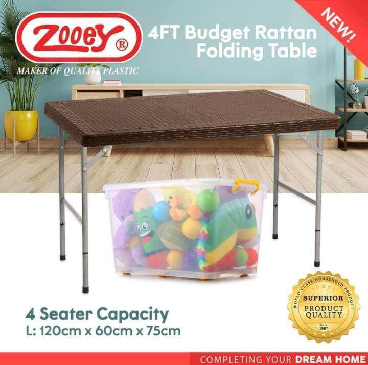 ZOOEY FOLDED TABLE RATTAN AND WHITE | Lazada PH