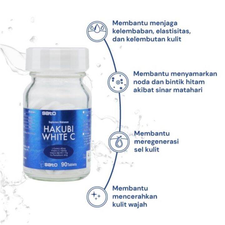 HAKUBI WHITE C 90 Tablet ORIGINAL SATO JAPAN Vitamin Suplemen Pencerah Kulit dan Tubuh | Lazada ...
