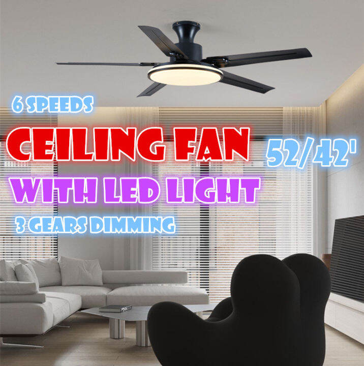 《SG Stock》52/42/36/26 inch Ceiling fan with LED light Korea fashion 6 ...