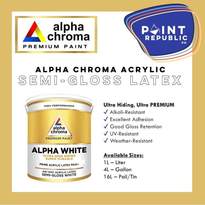 ALPHA CHROMA Alpha White Premium Semi-Gloss Latex White | Lazada PH