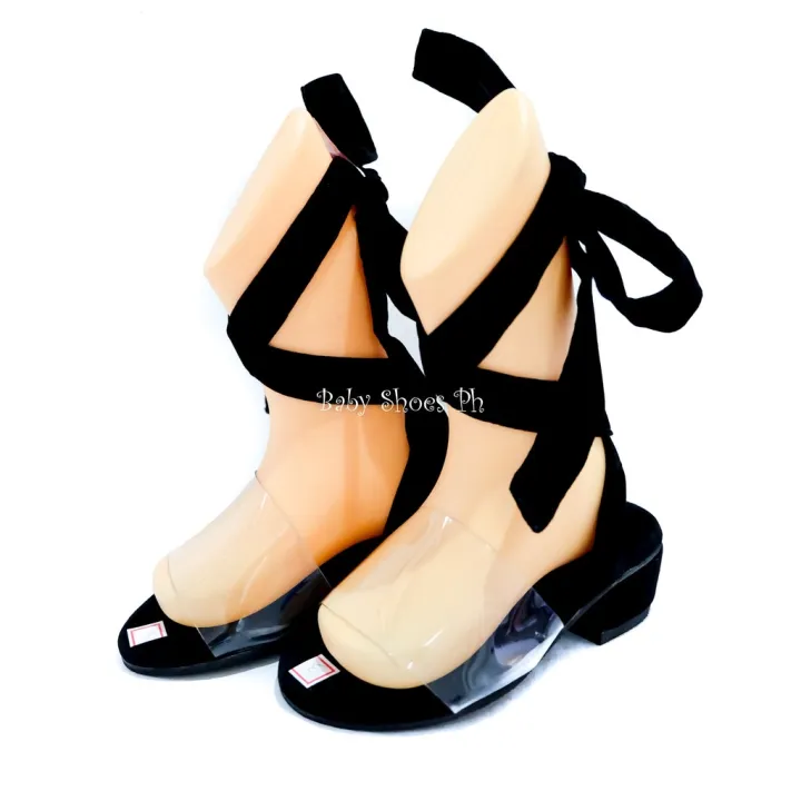 Celluloid Lace Up Block Heels Black Sandals Mother and Daughter | Lazada PH