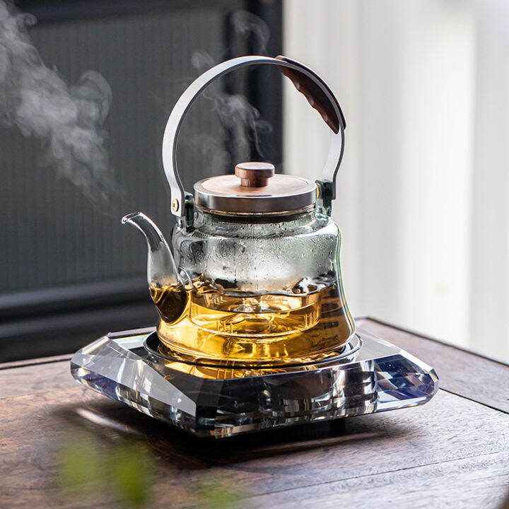 Crystal glass tea cooker, tea stove, tea set, household high-end ...