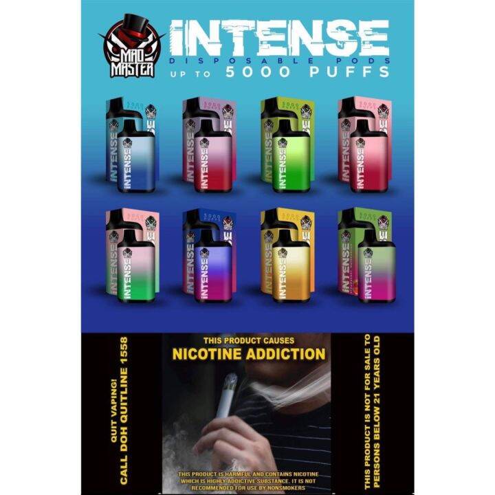 Original MadMaster INTENSE Disposable Pods 5 Rechargeable Up To 5000 ...