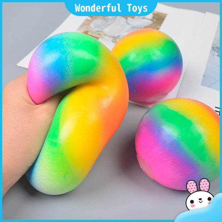 【Ready Stock】Rainbow Stress Balls Fidget Toys Rebound Pinch Squeeze ...