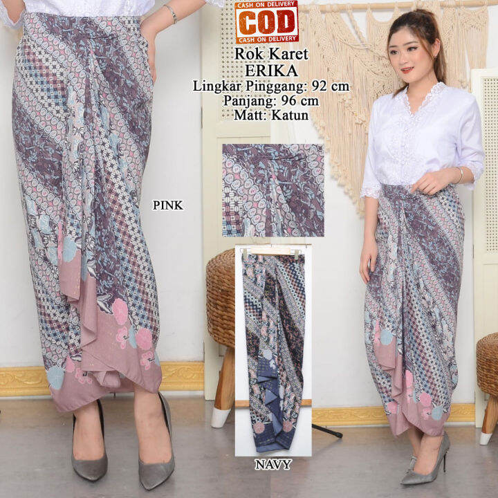Rok Batik Modern Terbaru | Rok Kebaya Jadi | Rok Karet Erika | Lazada ...
