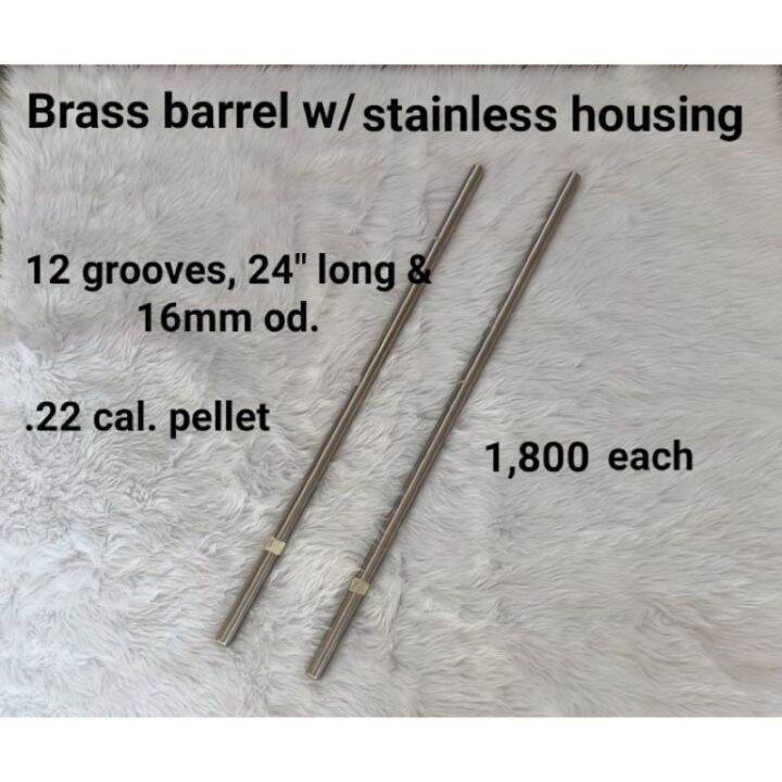 ☟AIRGUN BRASS BARREL 24 LONG 12 GROOVES 16MM OD .22 CAL PELLET WITH ...