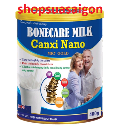 [Hộp 400g, HSD T12-2024] Sữa bột Bonecare Milk Canxi Nano MK7 Gold. | Lazada.vn