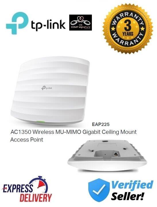 TP Link (EAP225) AC1350 Wireless MU-MIMO Gigabit Ceiling Mount Access Point | Lazada