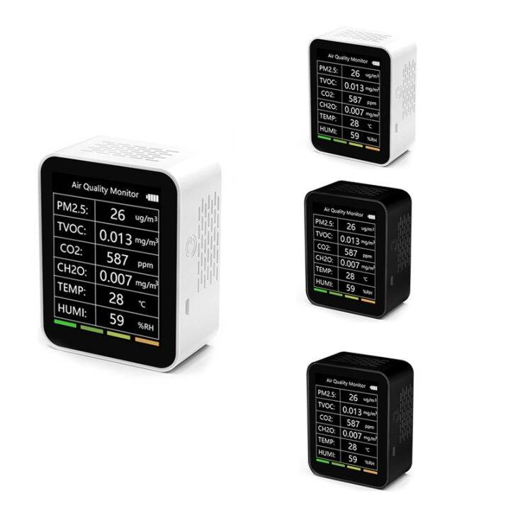 6 in 1 Air Quality Detector PM2.5 TVOC CO2 CH2O Temperature Humidity Monitor Intelligent Multi ...