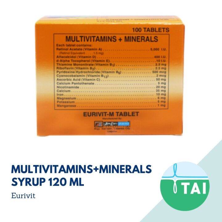 MultiVitamins+Minerals Tab (Eurivit)-100 | Lazada PH