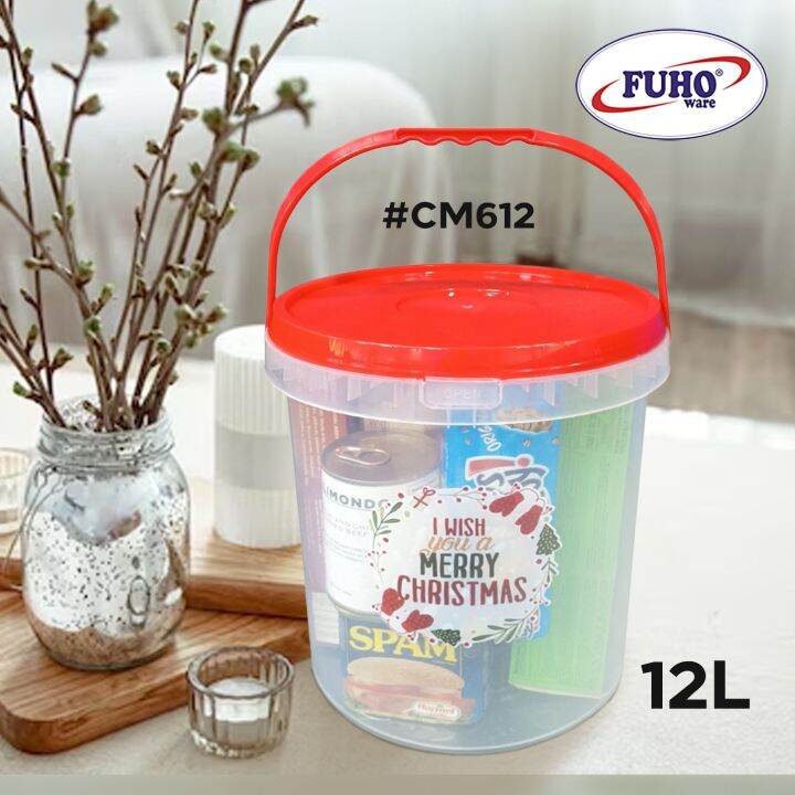 FUHO Xmas Bucket for Gift Packaging, #CM601, #CM604, #CM612. Plastic Food Bucket with Lid ...
