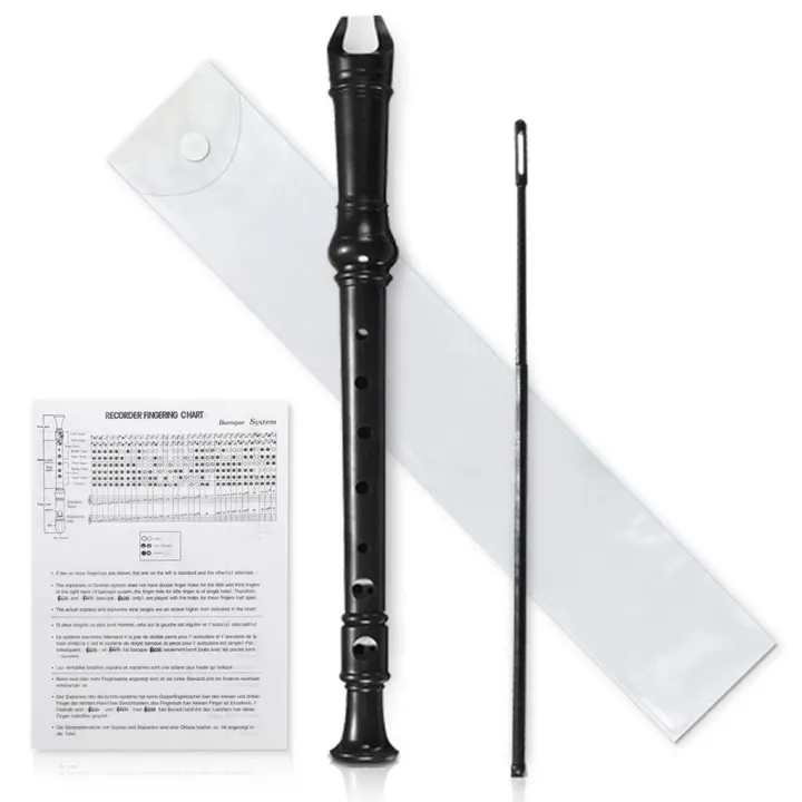 Soprano Descant Recorder 8-Holes Flute with Cleaning Rod Case Bag ...