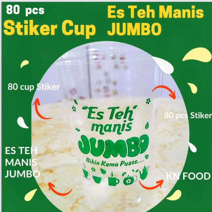 Stiker Cup Es Teh jumbo Isi 80 stiker label nama cup es teh jumbo 80pcs ...