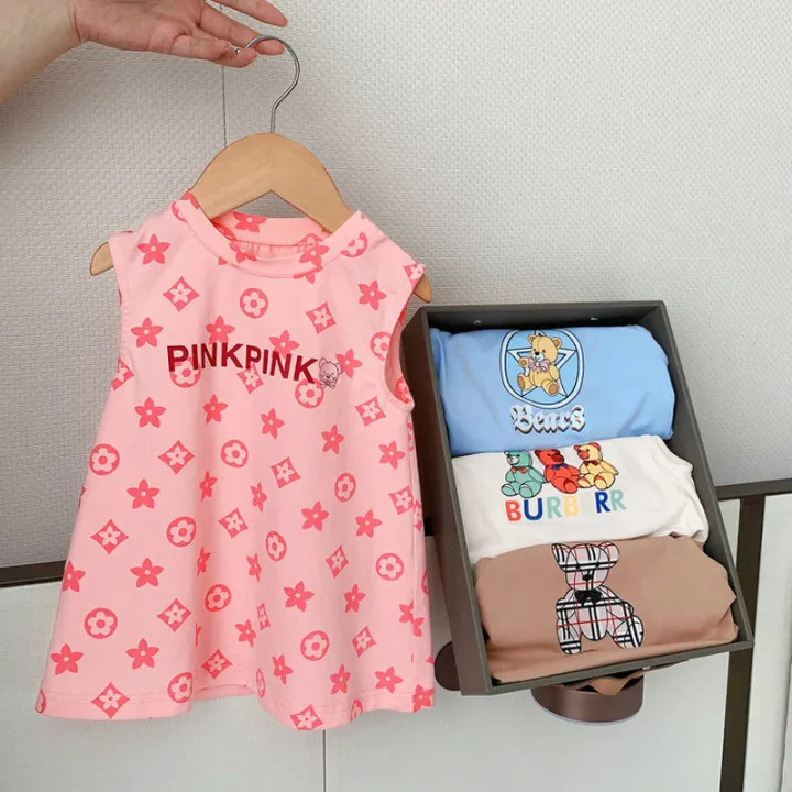 Cotton 2022 Bagong Batang Babae Na Korean Na Bersyon Ng Vest Na Palda Summer Dress Manipis Na