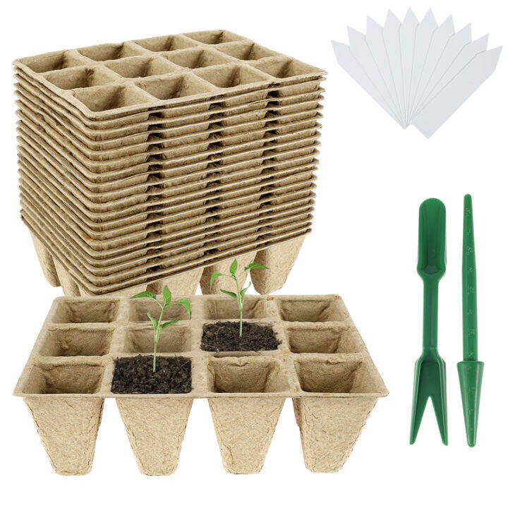 20 Pack 12 Cells Seedlings Starter Trays Set Biodegradable Seedling ...