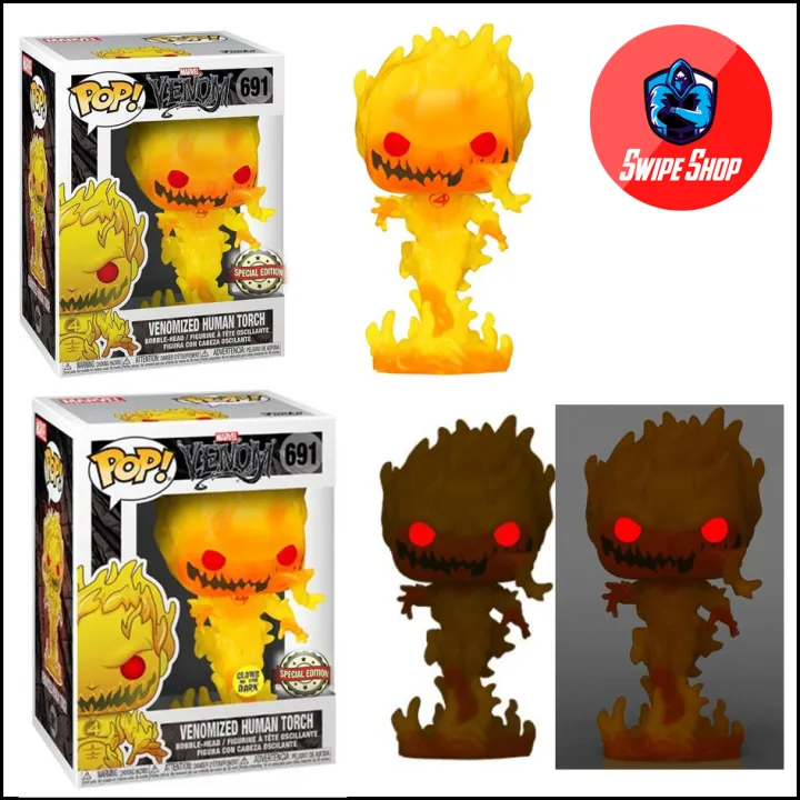Funko Pop: Venomized Human Torch Fantastic Four Glow Chase Exclusive ...