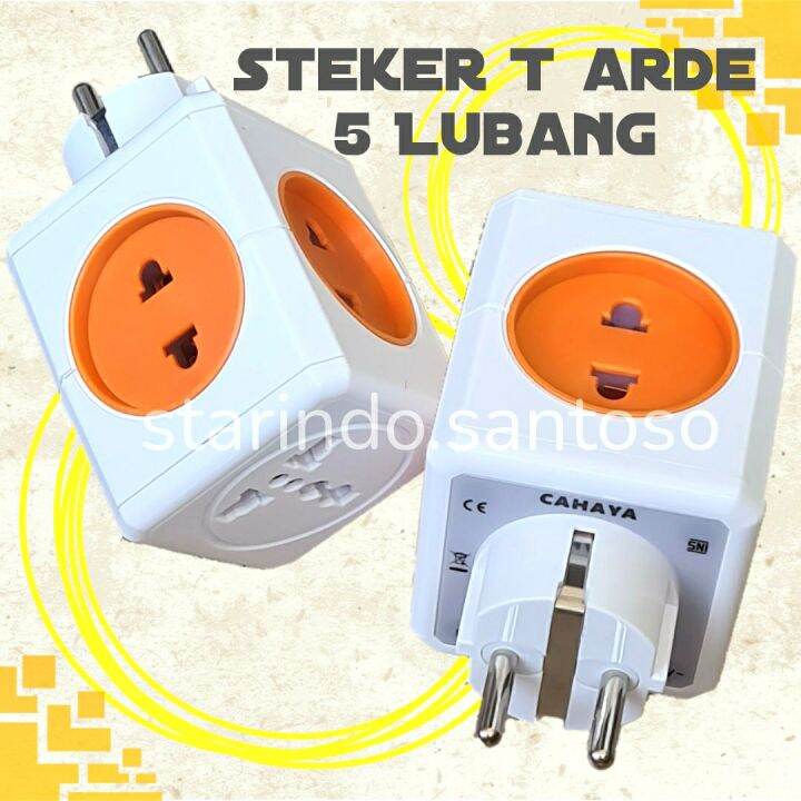 Steker T Arde 5 lubang colokan listrik 5 in 1 serbaguna 5 cabang ...