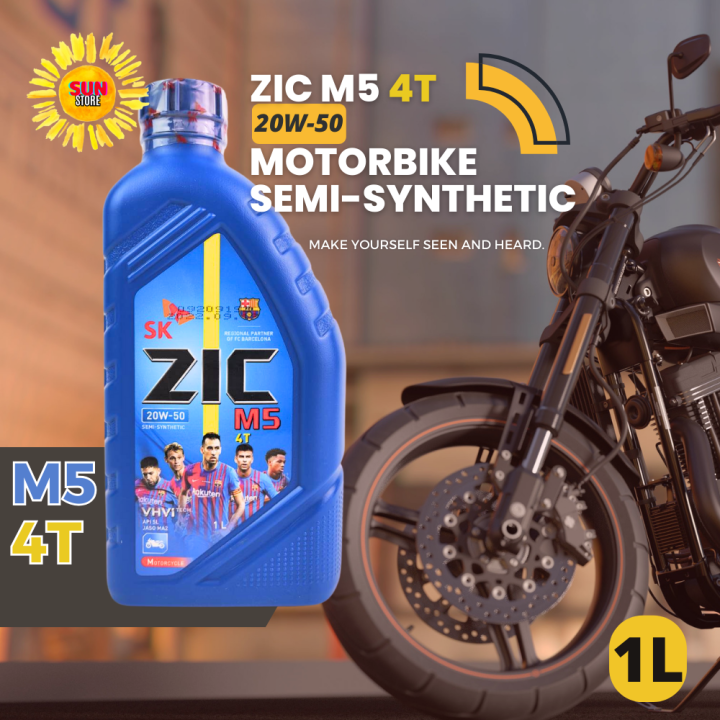 ZIC M5 4T 20W50 ขนาด 1ลิตร น้ำมันเครื่องมอไซต์ กึ่งสังเคราะห์ นำเข้าจาก ...