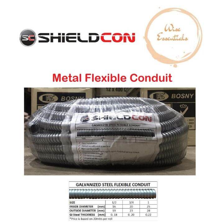 HOT . vkebt02 SHIELDCON Flexible Metal Conduit size 1/2 3/4 | Lazada PH