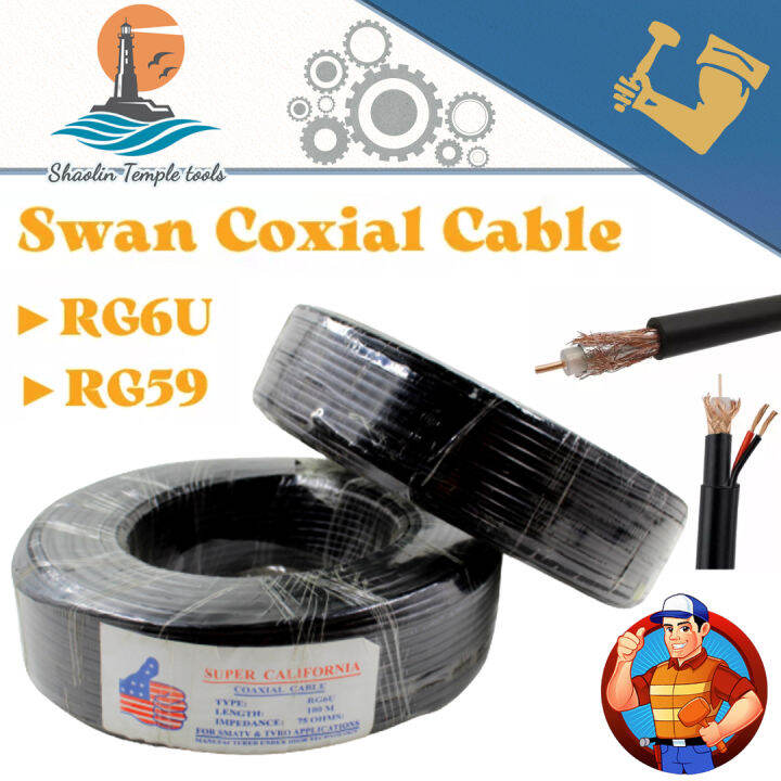 SWAN Coaxial Wire Cable RG6U RG59 HD cable TV cable | Lazada PH