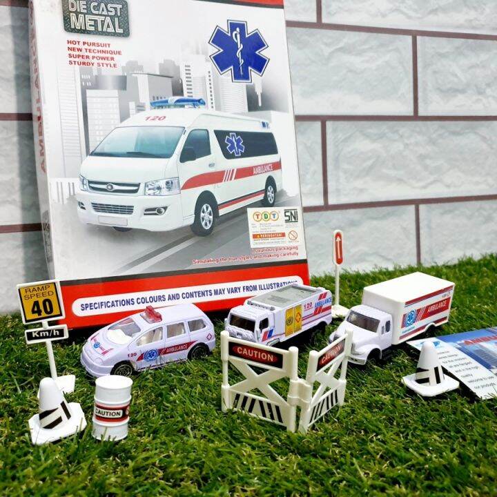MAINAN SET DIECAST AMBULANCE SCALE 1:87 - MINIATUR SET MOBIL AMBULANCE | Lazada Indonesia