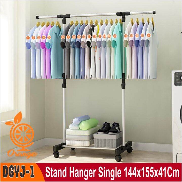 Stand Hanger Single Pole Gantungan baju dengan 4 roda Gawang baju Model ...