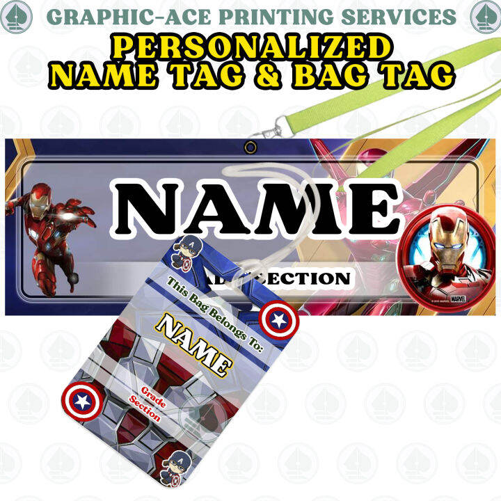 Personalized Name Tag BAG TAG Modern Laminated Cartoon Anime for Kids ...