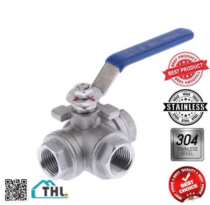 THL DN20 3/4'' SUS304 Female 3-Way L Shape T Type Ball Valve For Water ...