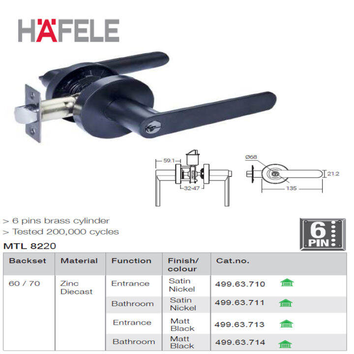 HAFELE TUBULAR LEVER LOCKSET 499.63.[713&714] | Lazada
