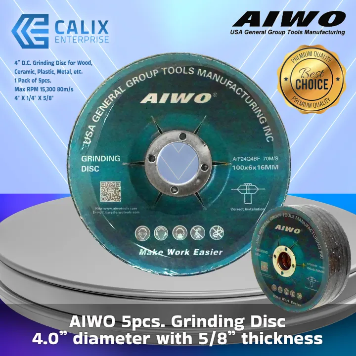 5pcs. Grinding Disc 4.0” diameter with 5/8” thickness - AIWO A-F24Q4BF ...