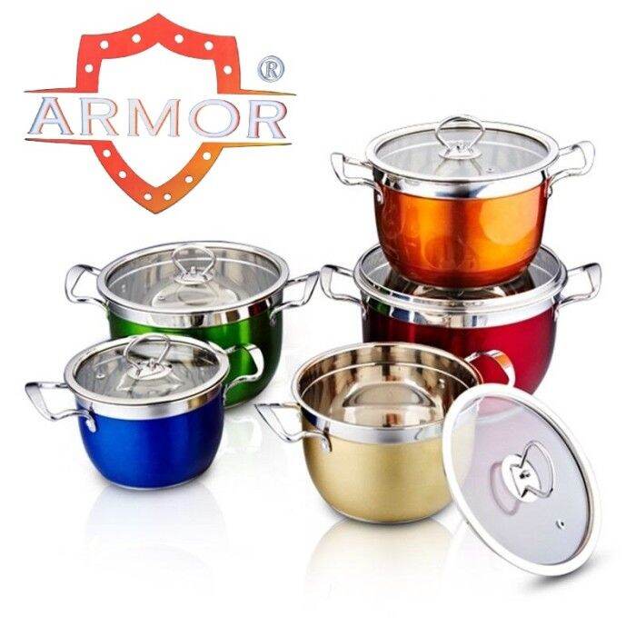 Panci Korea Pot 5 Set Rainbow Double Bottom Stainless Induksi Armor ...