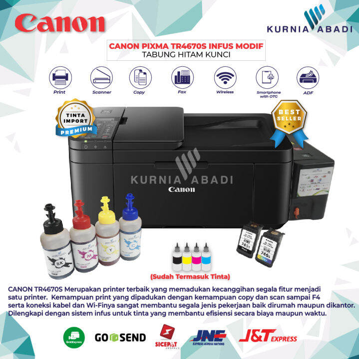 Printer Canon PIXMA TR4670S Infus Tabung Print Scan Copy Wifi Fax Adf ...