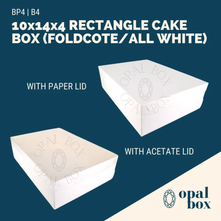 Opal Box | 10x14x4 WHITE RECTANGLE CAKE BOX | Lazada PH