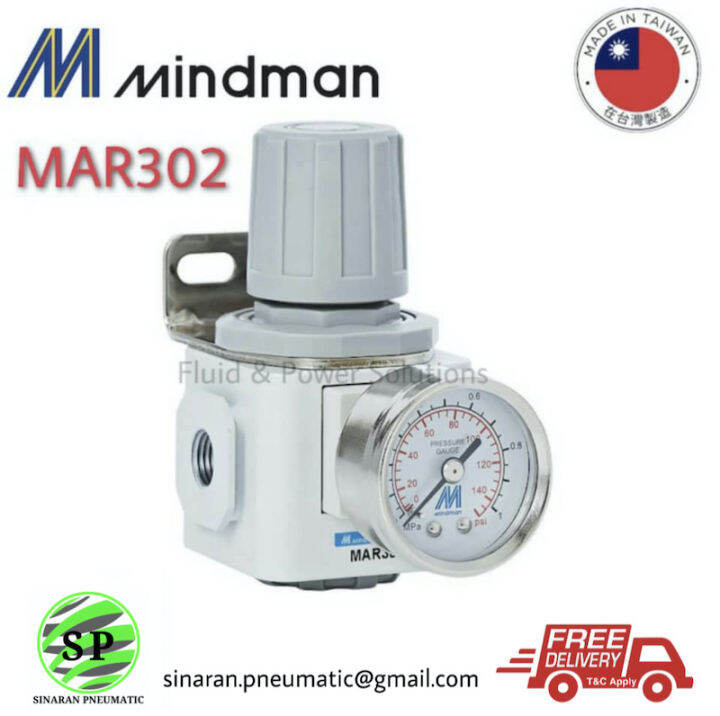 Mindman MAR302 1/4",3/8" and 1/2" Air Regulator Unit "Made in Taiwan ...