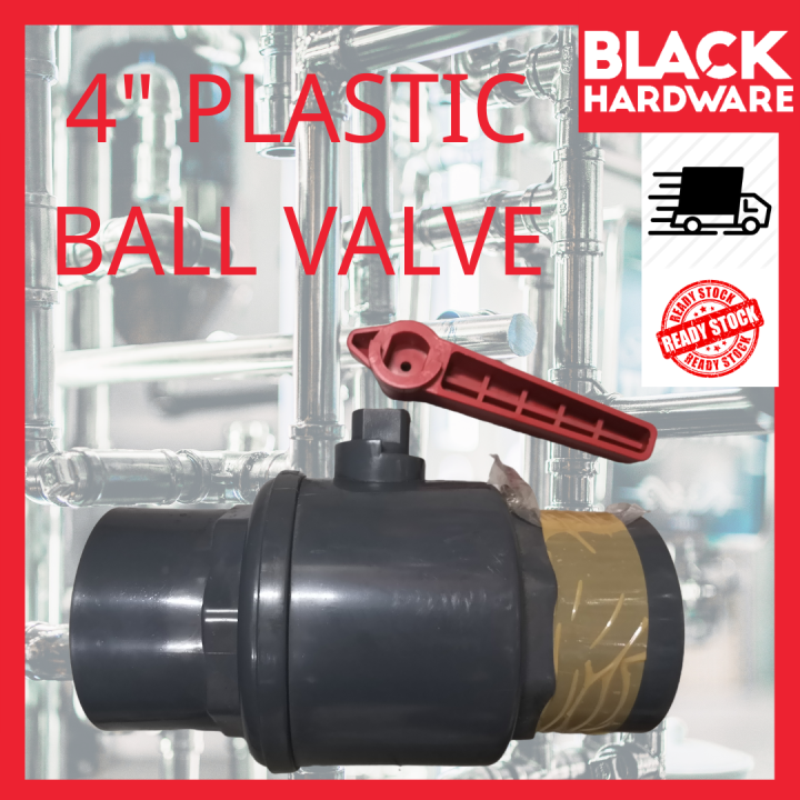 BLACK HARDWARE Compact Ball Valve 4" PVC Stop Cock Stopcock Pipe ...