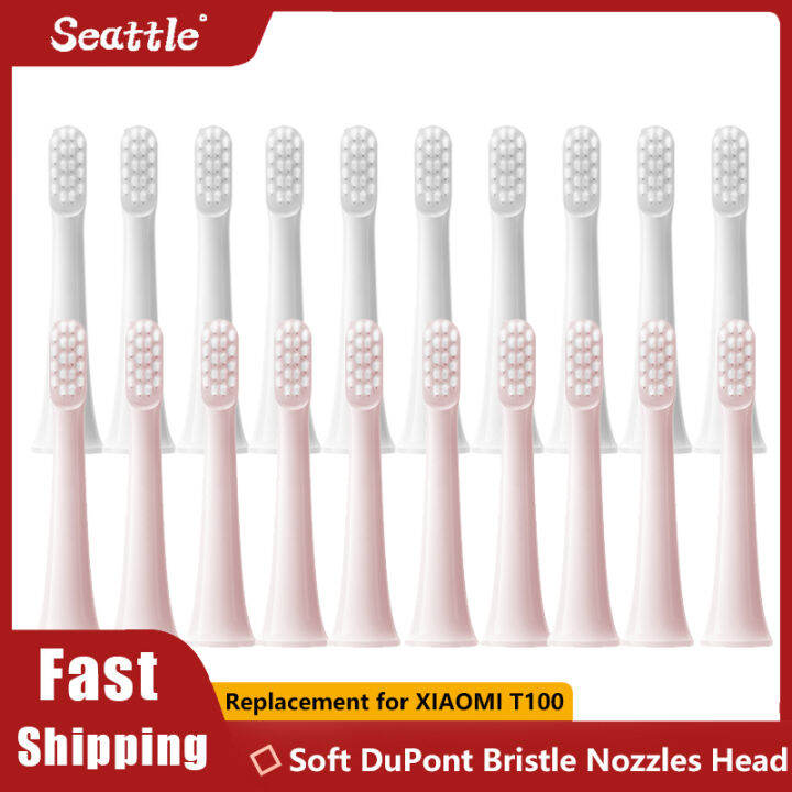 10pcs Replacment Heads For XIAOMI T100 Sonic Electric Toothbrush Soft Vacuum DuPont Whitening ...