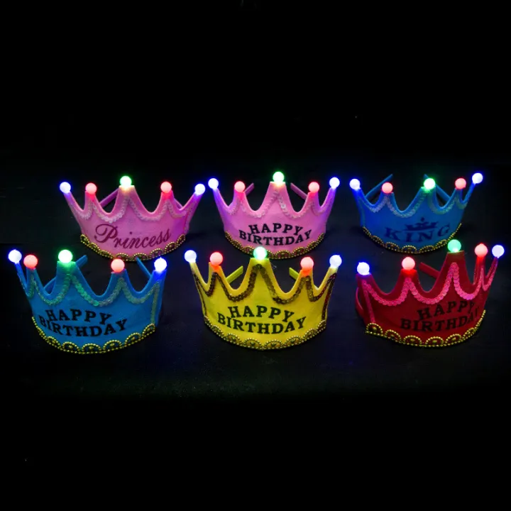 LED Birthday Crown Happy Birthday Hat LED Crown Headband Party Hat ...