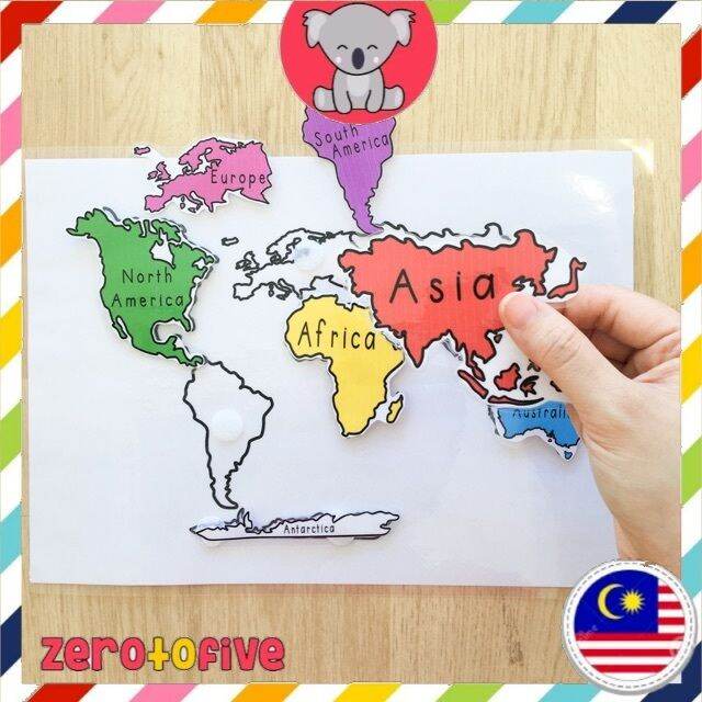 World Continents Learning Matching Kindergarten General Knowledge | Lazada