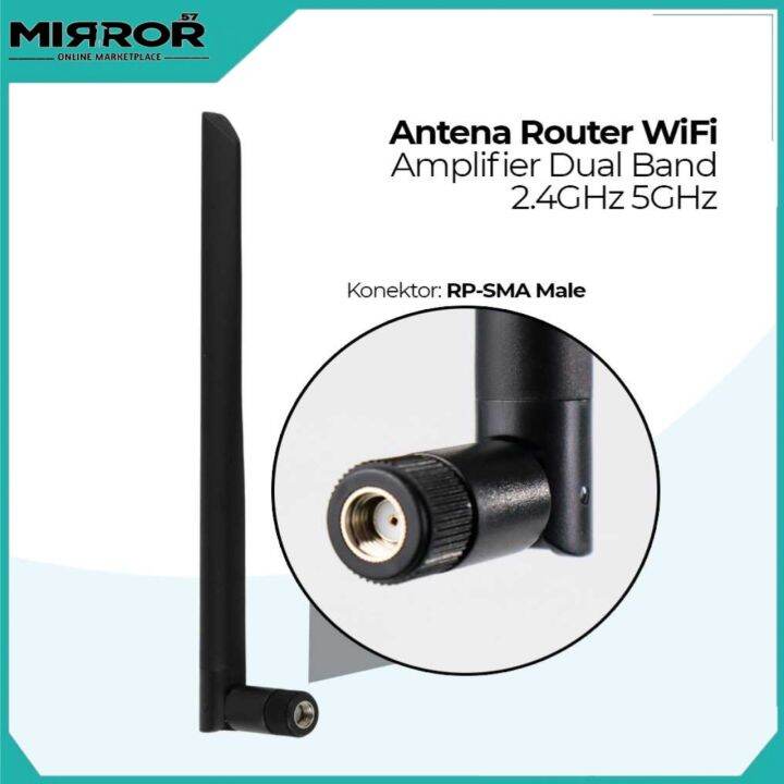 Antena Eksternal Router WiFi Dual Band 2.4GHz 5GHz 6dBi Connector RP ...