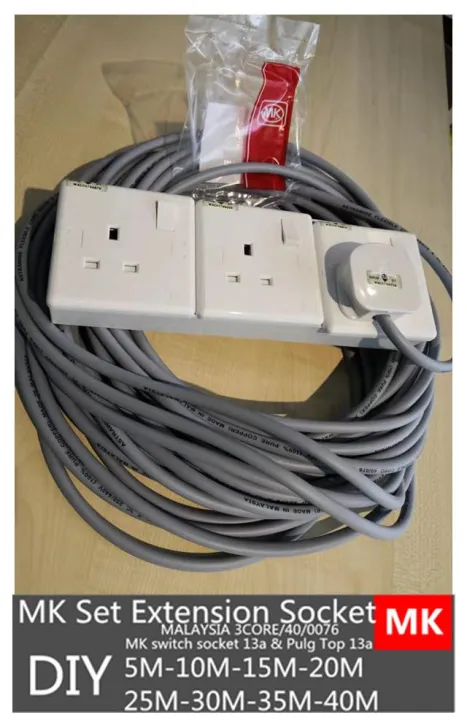 MK set Best 3Gang Extension Switch socket 13a 5 TO 40meter | Lazada