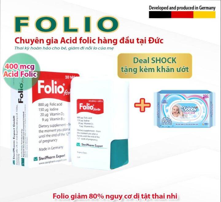 [HÀNG CÔNG TY NHẬP ĐỨC] Viên uống Folio forte cung cấp axit folic cho ...