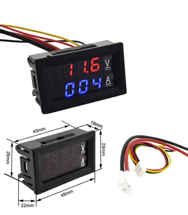 Digital Voltmeter Amperemeter 0-100V 10A Alat Ukur Tegangan Arus DC Voltmeter Digital Dc 100v ...